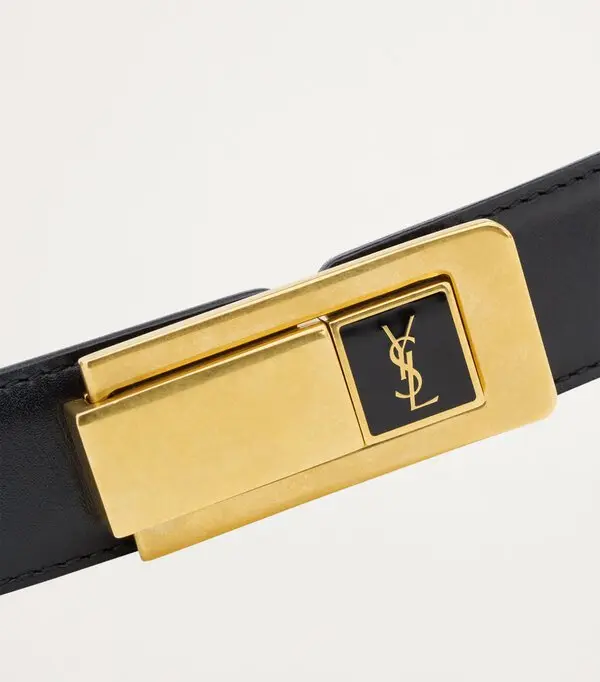 Saint Laurent Leather Charniere Belt - Black