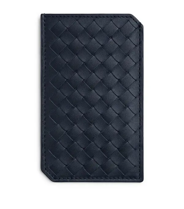 Bottega Veneta Leather Intrecciato Card Holder - Blue