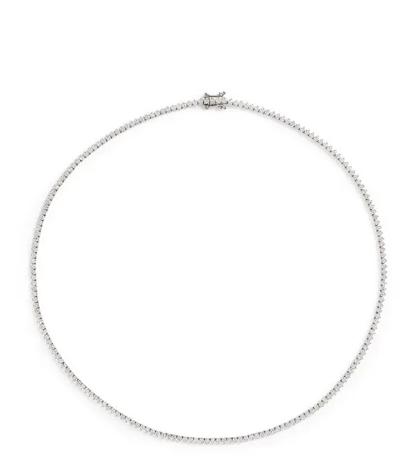 Harrods Gold Diamond Tennis Necklace - White