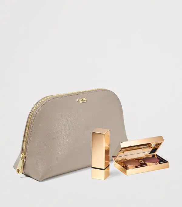 ASPINAL OF LONDON Small Leather Makeup Bag - Neutral