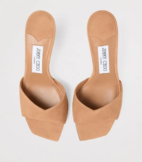 JIMMY CHOO Skye 70 Leather Mules - Beige