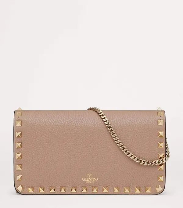 Valentino Garavani Leather Rockstud Chain Wallet