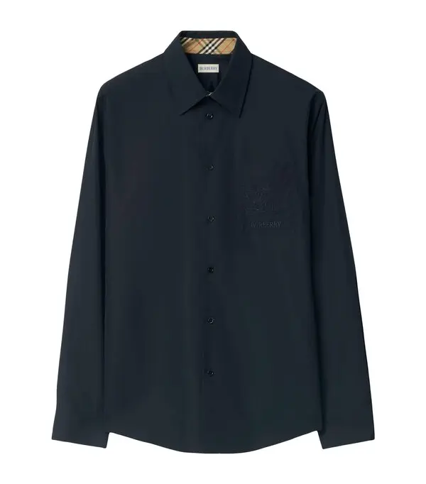Burberry Cotton Poplin Logo Shirt - Navy