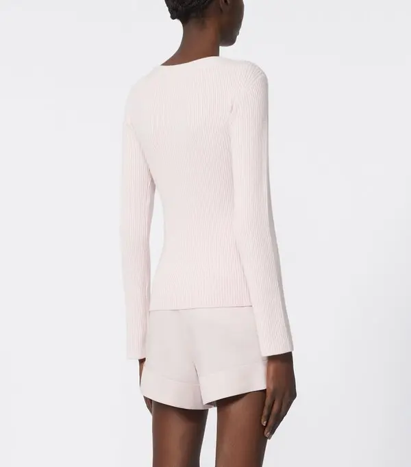 Max Mara Wool-blend Ribbed Cardigan - Pink