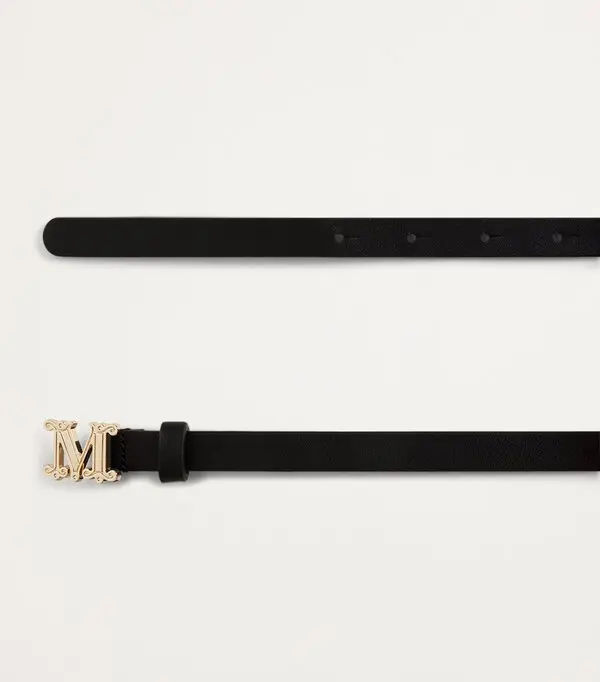 Max Mara Leather Monogram Belt - Black