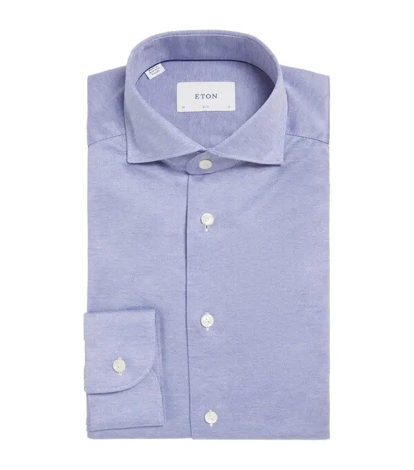 Eton Cotton Filo Di Scozia Slim Shirt - Blue