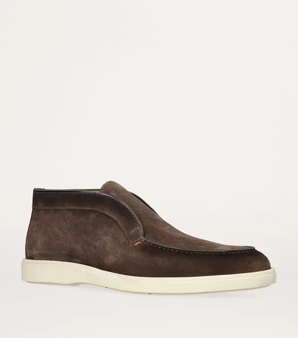 Santoni Suede Detroit High-top Loafers - Brown