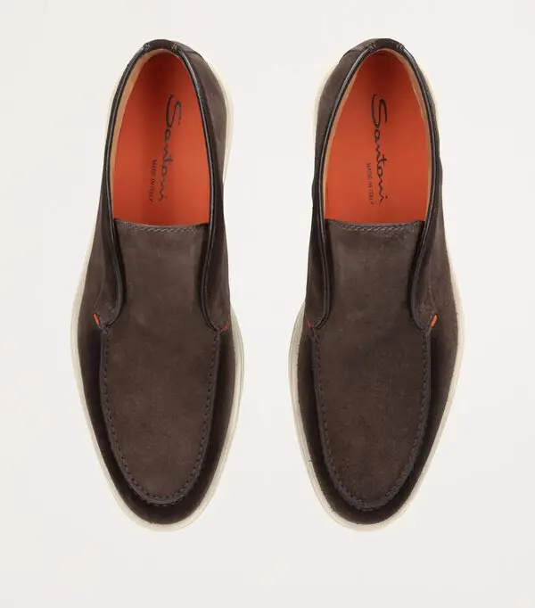 Santoni Suede Detroit High-top Loafers - Brown