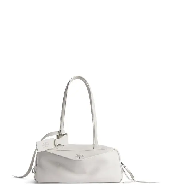 Balenciaga Small Leather Carrie Bowling Top-handle Bag - White