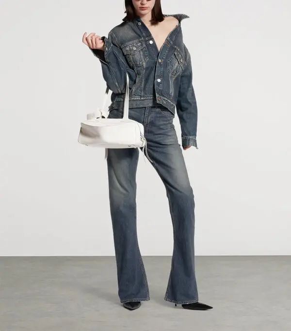 Balenciaga Small Leather Carrie Bowling Top-handle Bag - White