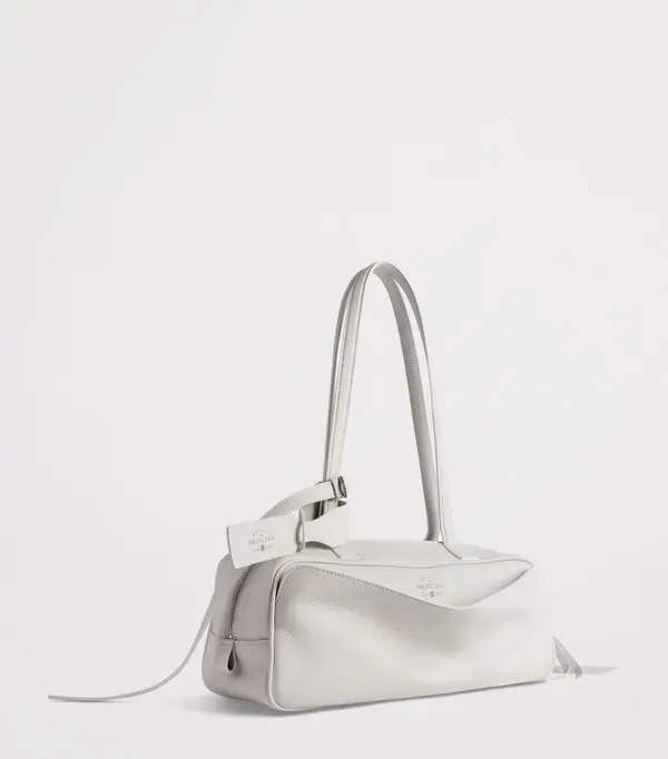 Balenciaga Small Leather Carrie Bowling Top-handle Bag - White