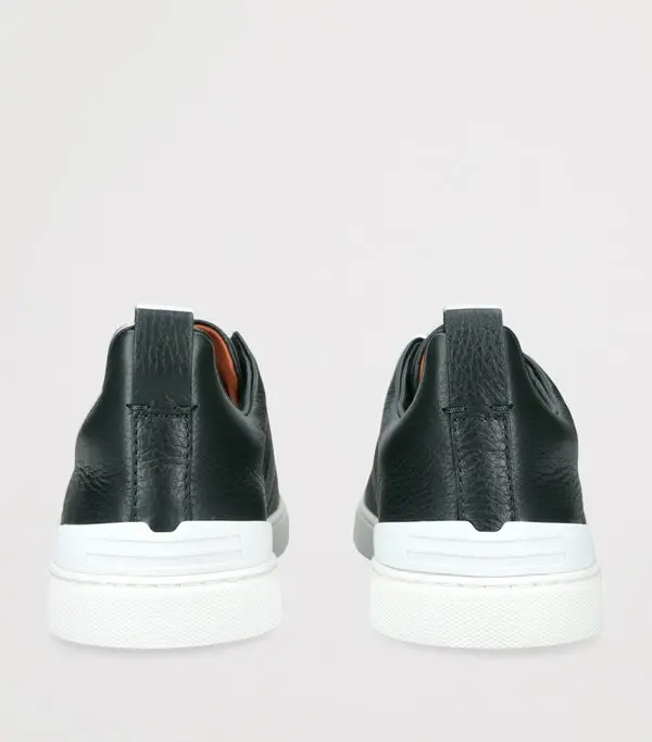 Zegna Leather Triple Stitch Sneakers - Green