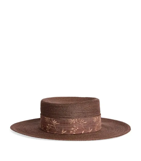Eleventy Embroidered Linen Hat - Beige