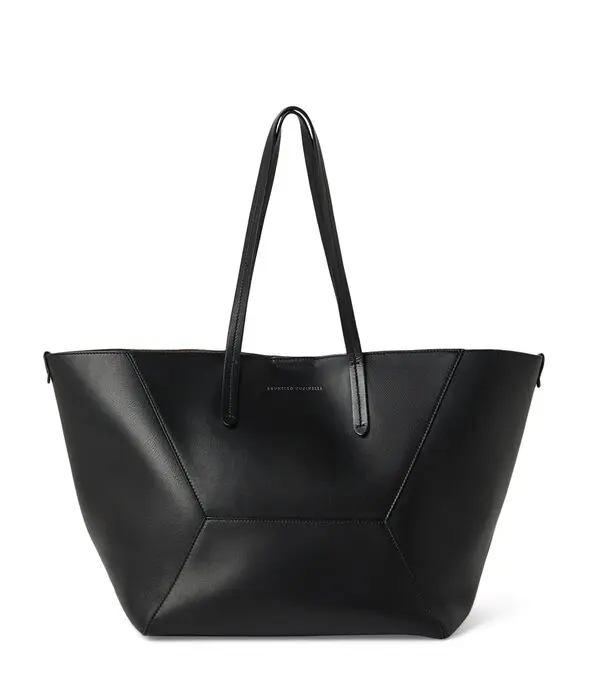 Brunello Cucinelli Bc Duo Calfskin Tote Bag - Black
