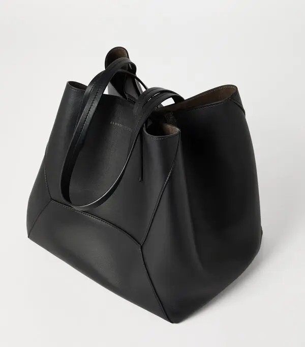 Brunello Cucinelli Bc Duo Calfskin Tote Bag - Black