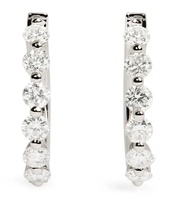 Harrods Gold And Diamond Hoop Earrings - White