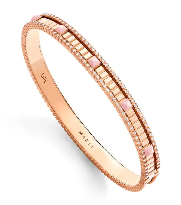 MARLI NEW YORK Life Diamond And Quartzite Bangle - Rose Gold