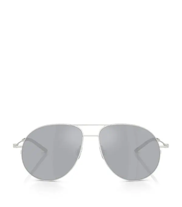 Moncler Steel Aviator Sunglasses - Silver