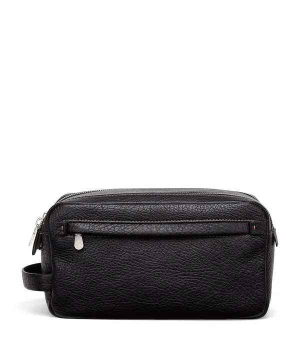 Brunello Cucinelli Grained Leather Wash Bag - Black