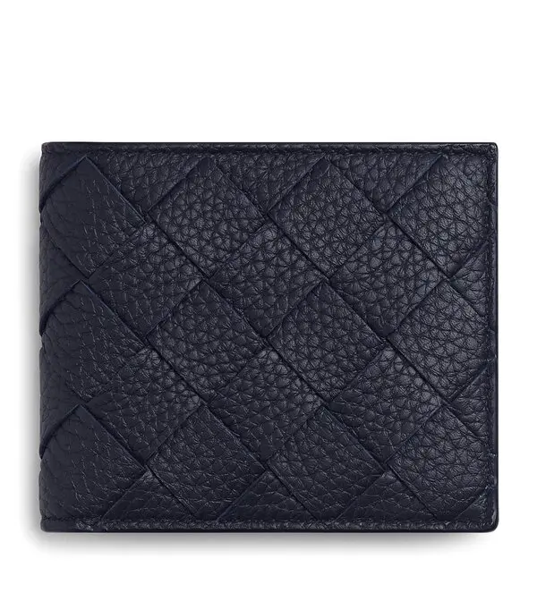 Bottega Veneta Leather Intrecciato Bifold Wallet - Blue
