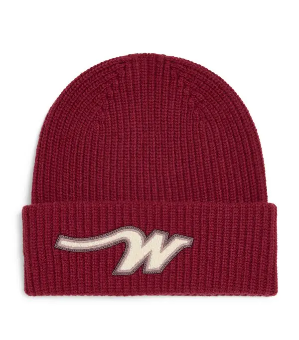 Max Mara Virgin Wool Monogram Beanie - Red