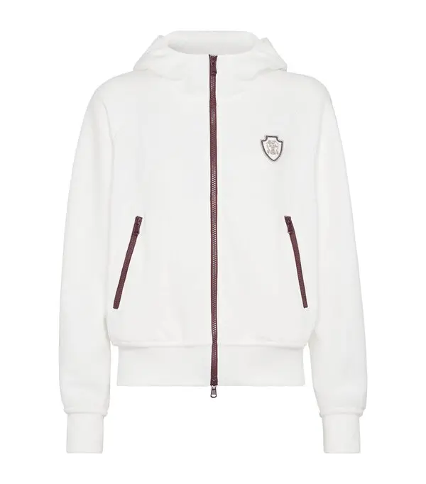 Brunello Cucinelli Techno Cotton Piqué Zip-up Hoodie - White