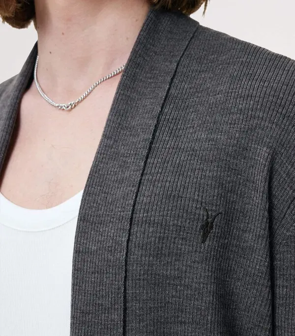 ALLSAINTS Merino Wool Mode Cardigan - Grey