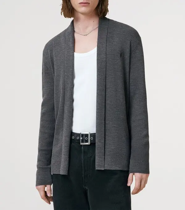 ALLSAINTS Merino Wool Mode Cardigan - Grey
