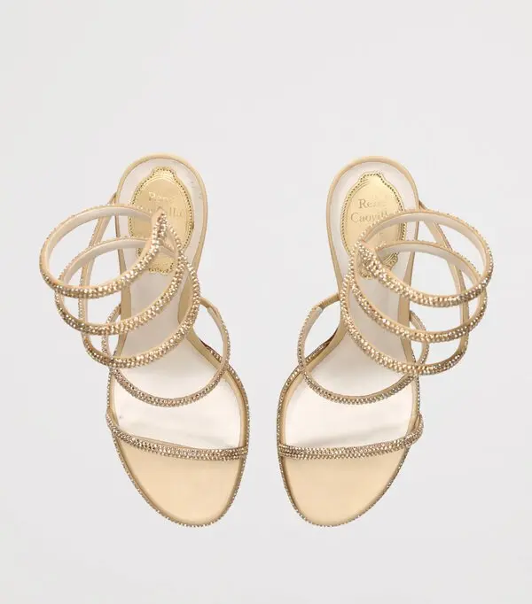 Rene Caovilla Satin Cleo Sandals With Embellishments