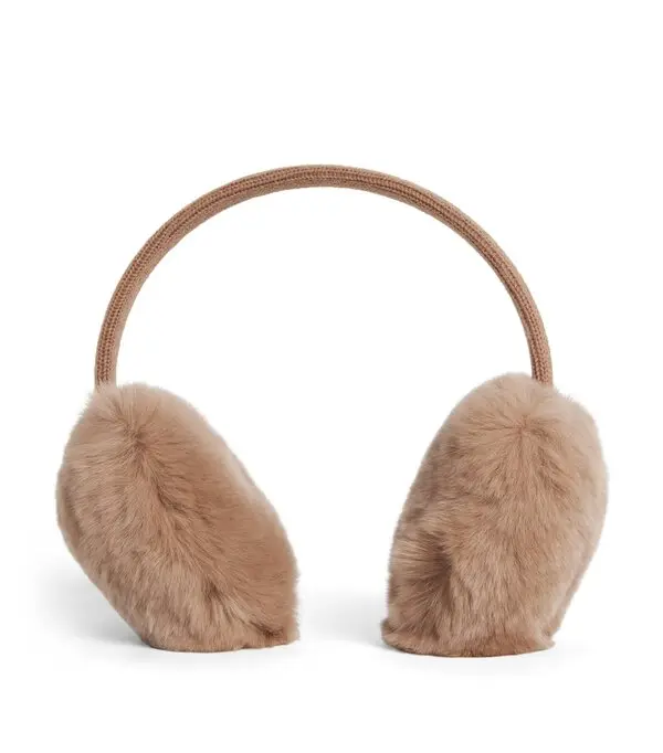YVES SALOMON Rabbit Fur Ear Muffs - Beige