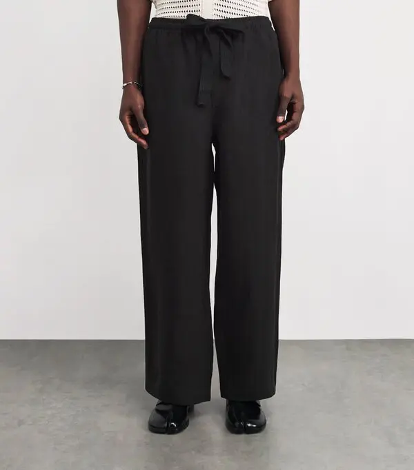 Commas Linen Wide-leg Trousers - Black