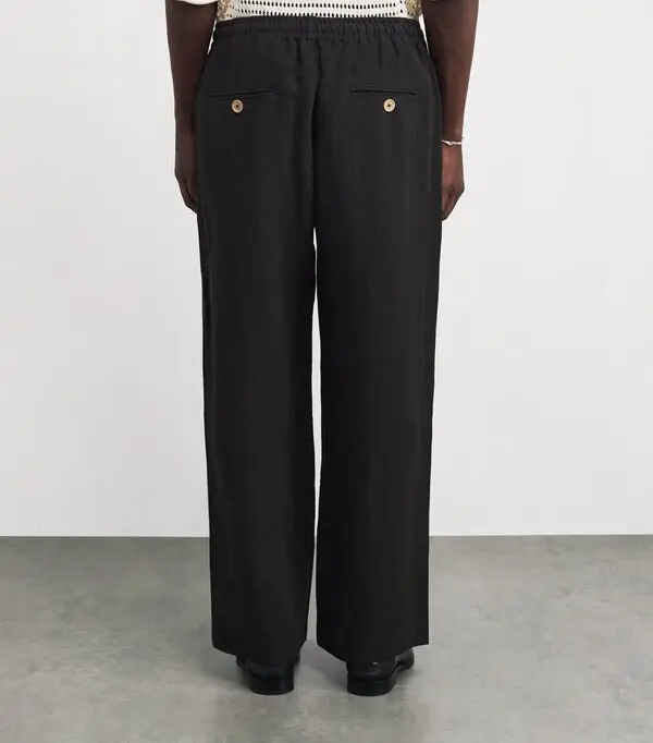Commas Linen Wide-leg Trousers - Black