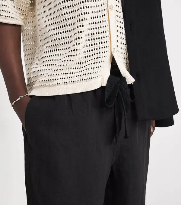 Commas Linen Wide-leg Trousers - Black