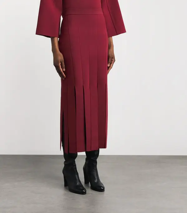 JOSEPH Milano Knit Lagny Compact Midi Skirt - Red