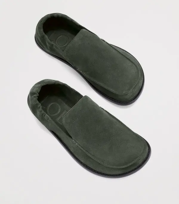Loewe Suede Flex Loafers - Green