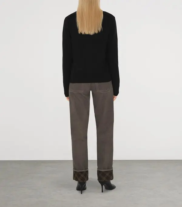 Burberry Wool Cardigan With Logo Label - Black