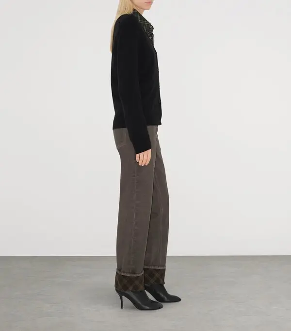 Burberry Wool Cardigan With Logo Label - Black
