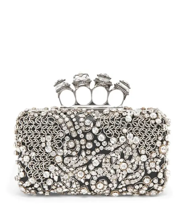 Alexander McQueen Embellished Skull Knuckle Clutch - Black