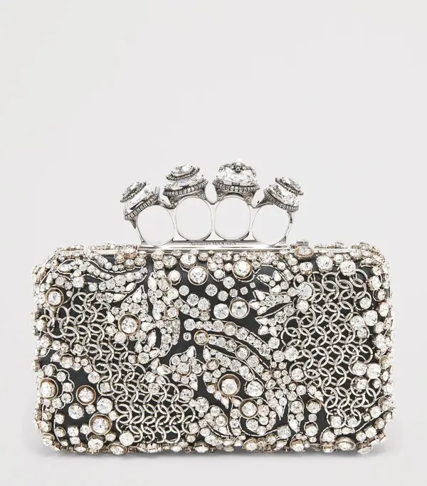 Alexander McQueen Embellished Skull Knuckle Clutch - Black