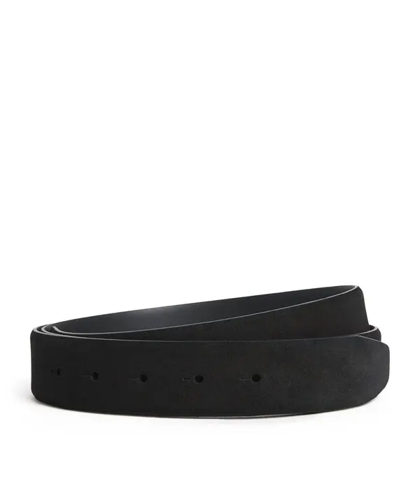 Giorgio Armani Suede And Leather Reversible Belt Strap - Black