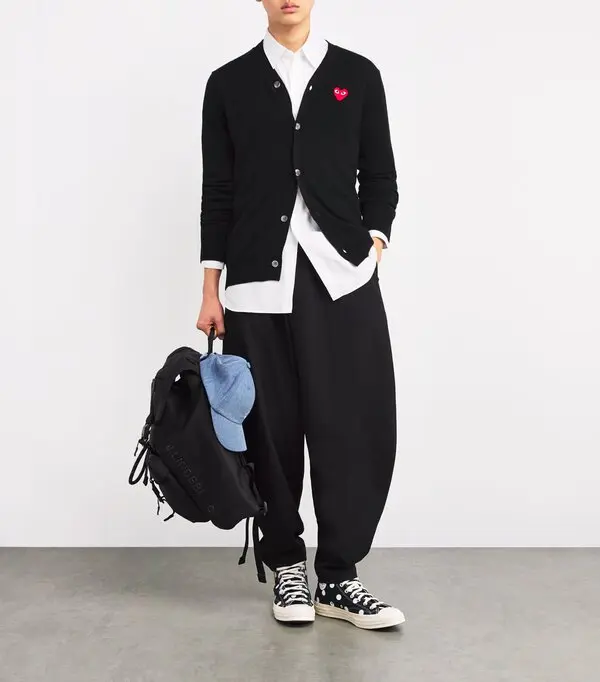 Play Comme Des Garcon Wool Heart Cardigan