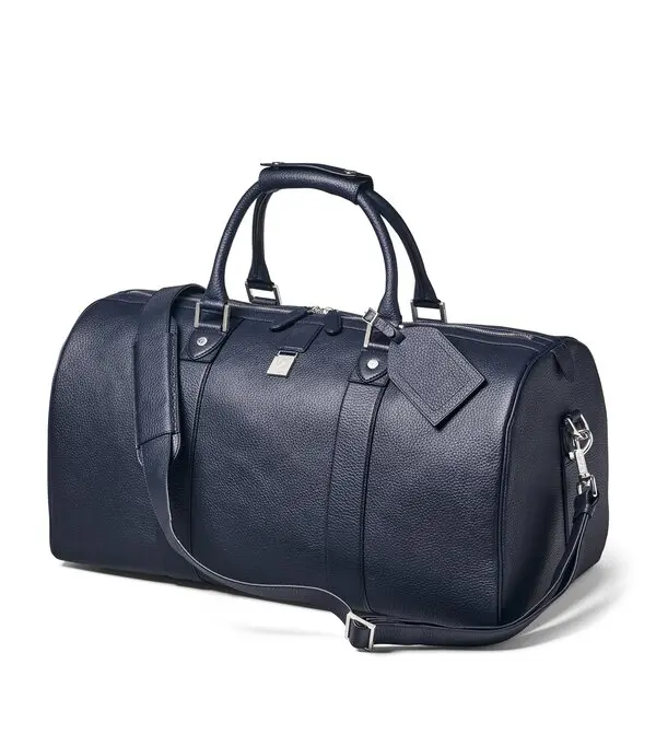ASPINAL OF LONDON Leather Boston Holdall - Blue