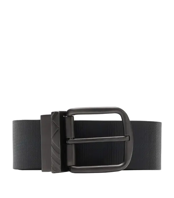 Burberry Leather Check Reversible Belt - Black