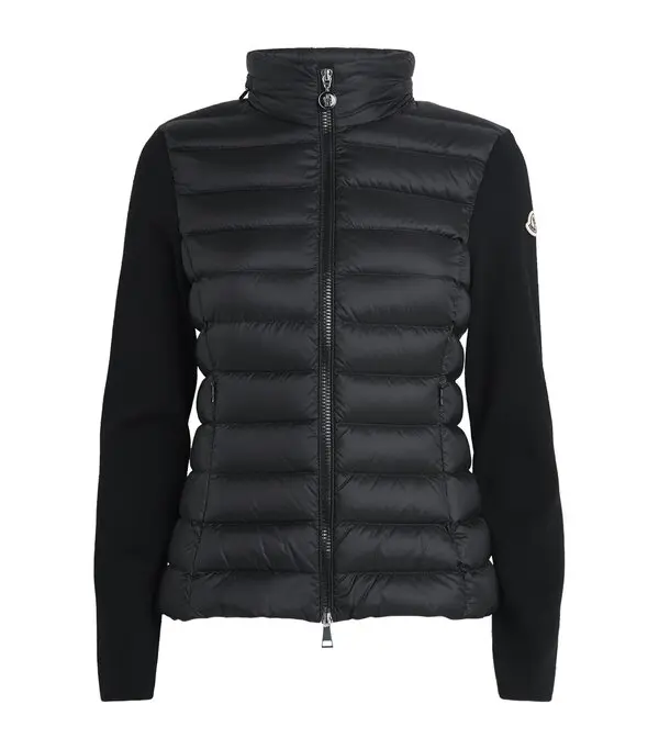 Moncler Down Wool-trim Panelled Cardigan