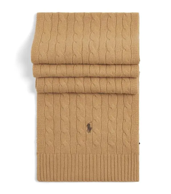 Polo Ralph Lauren Wool-blend Cable-knit Scarf - Beige