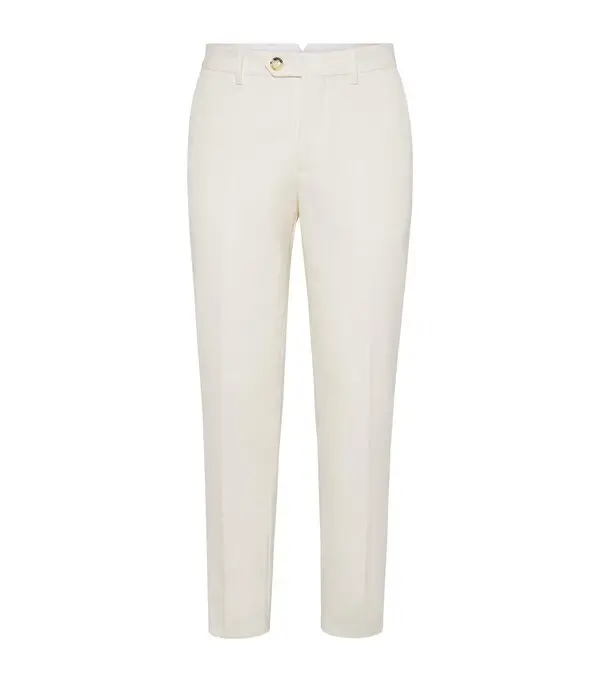 Brunello Cucinelli Cotton-virgin Wool Gabardine Trousers - White