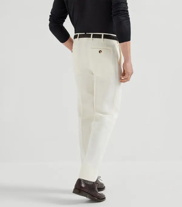 Brunello Cucinelli Cotton-virgin Wool Gabardine Trousers - White