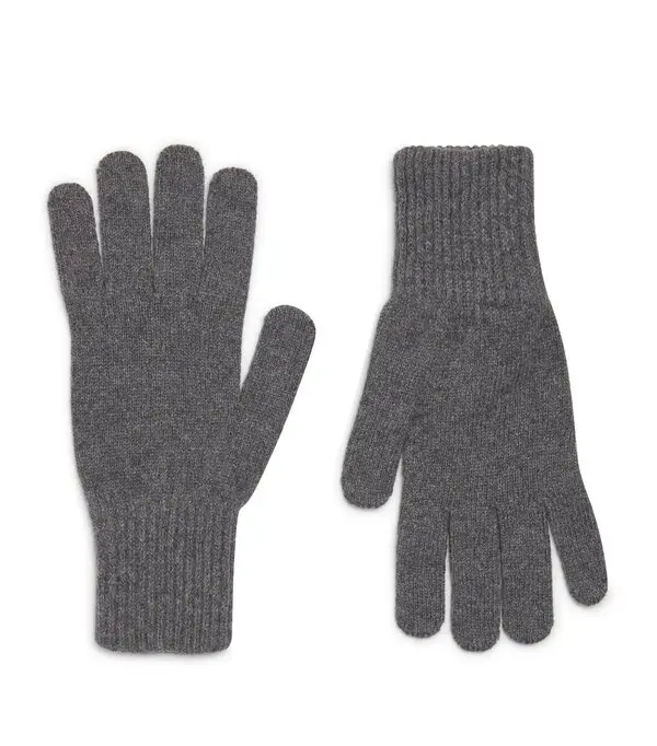 Sunspel Cashmere Knitted Gloves - Grey