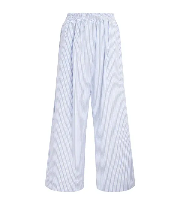 Max Mara Cotton Wide-leg Cropped Trousers - Blue