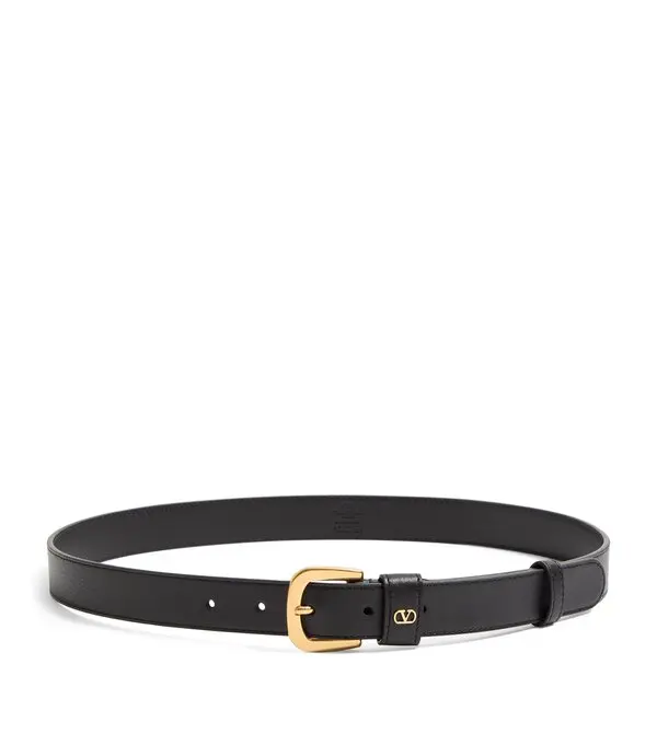 Valentino Garavani Leather Vlogo Signature Belt - Black